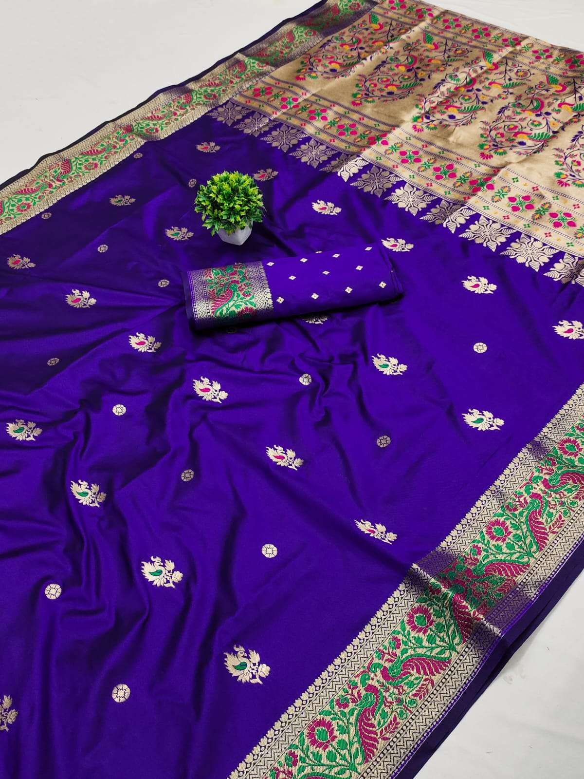 Festival Special Paithani Silk with weaving Design Rich look Palu ...