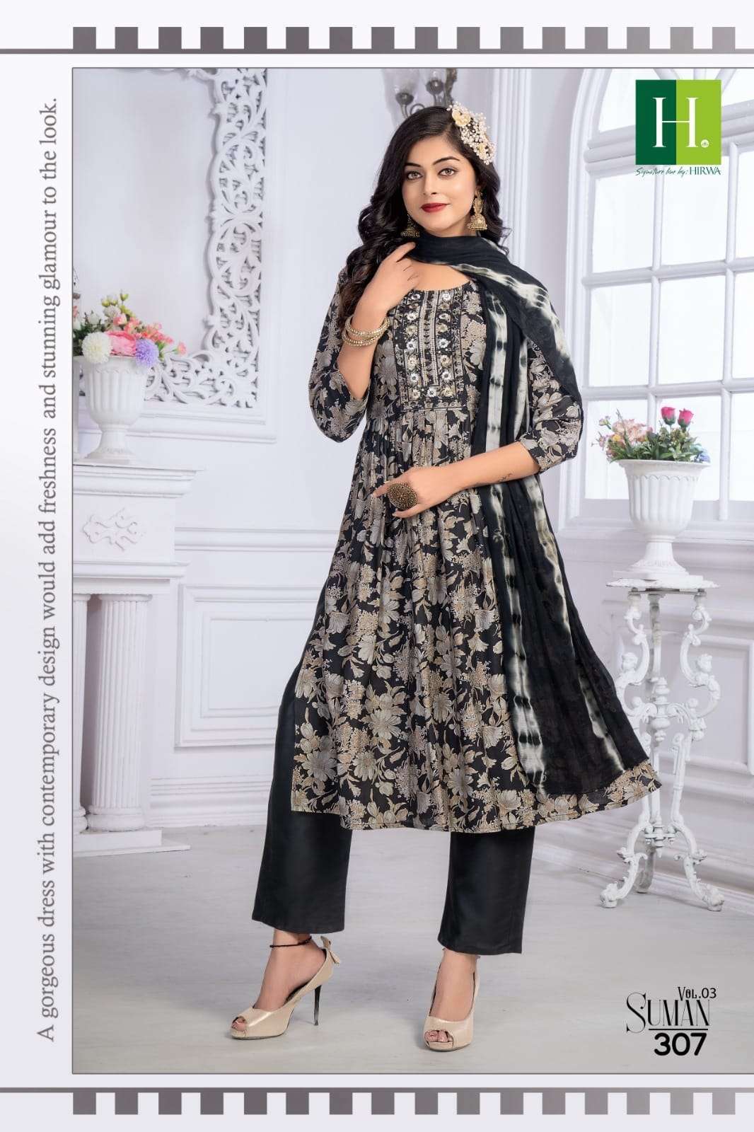 Hirwa Fashion Suman Vol 3 Modal silk with Nayra Cut Readymade suits ...
