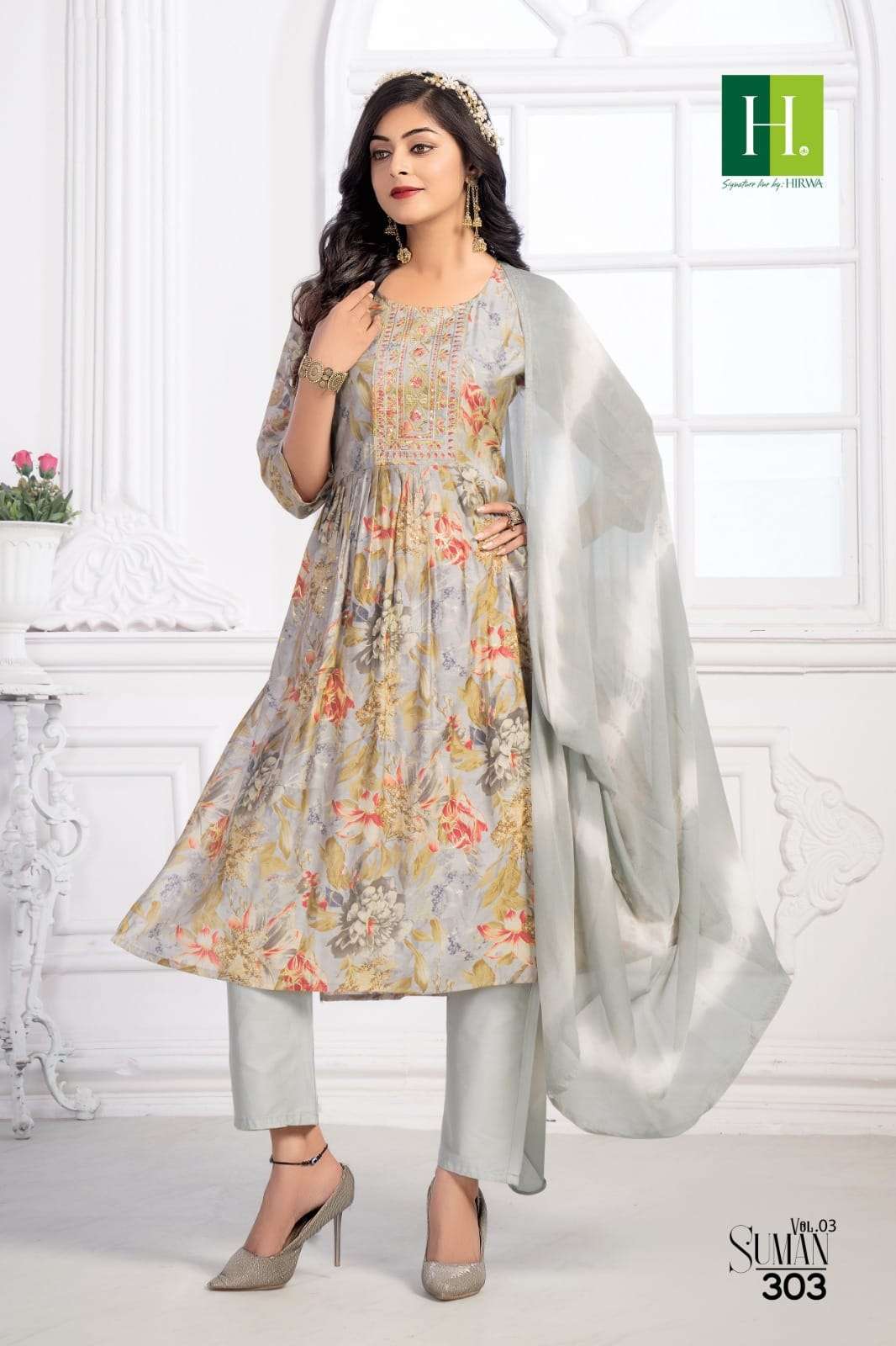 Hirwa Fashion Suman Vol 3 Modal silk with Nayra Cut Readymade suits ...