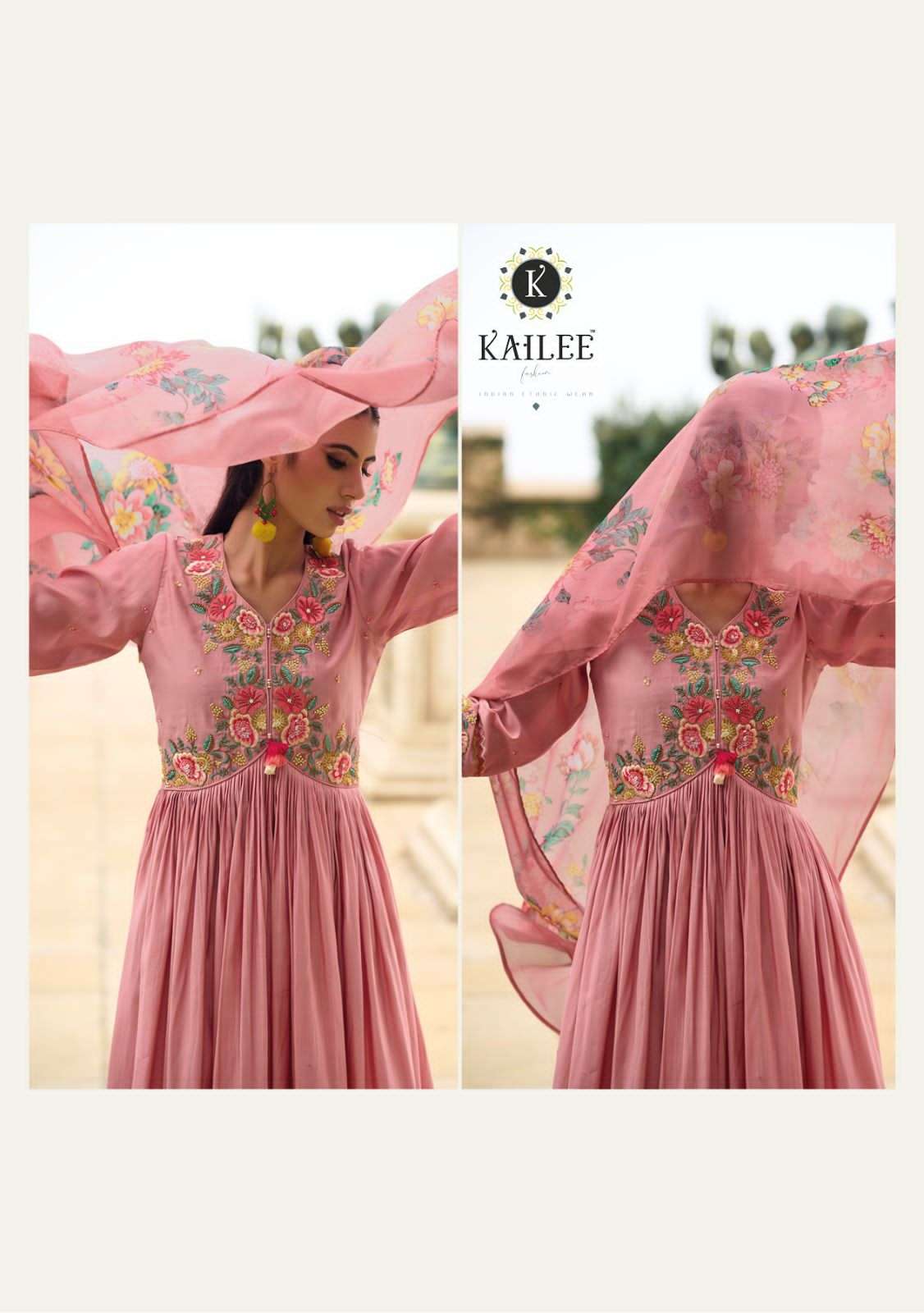 Kailee Fashion Rozani Viscose silk with fancy Handwork Festival special ...