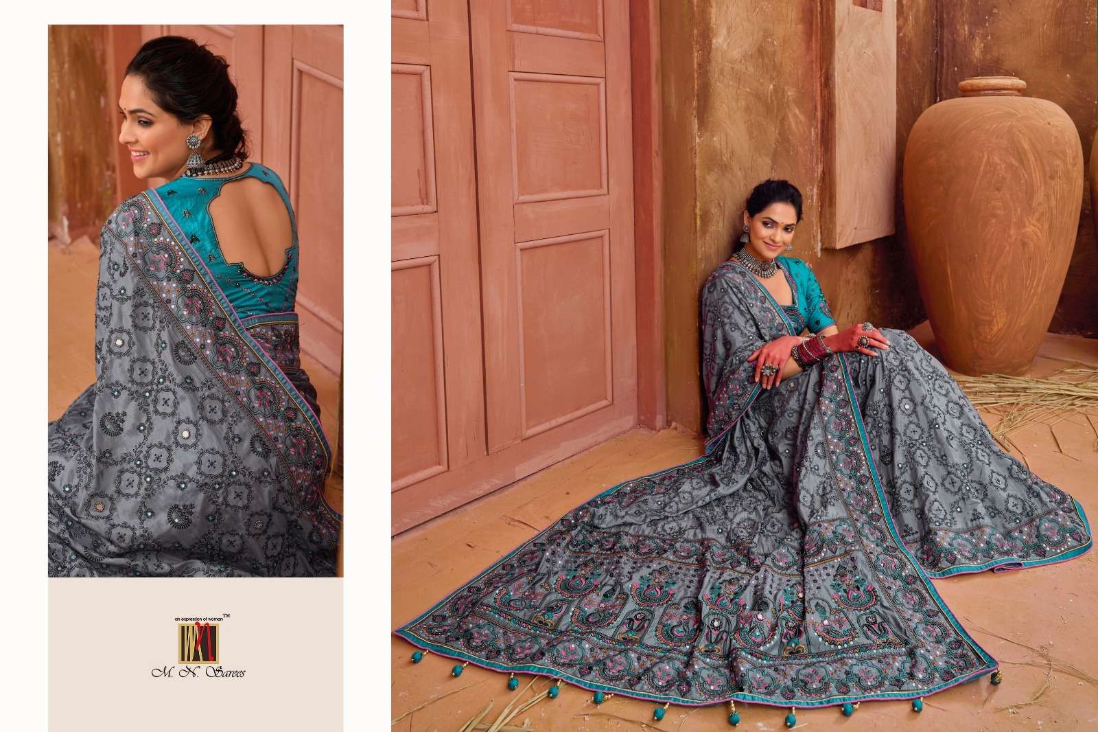 MN Sarees Kachi Work vol 4 Banarasi silk with Diamond & Mirror work ...