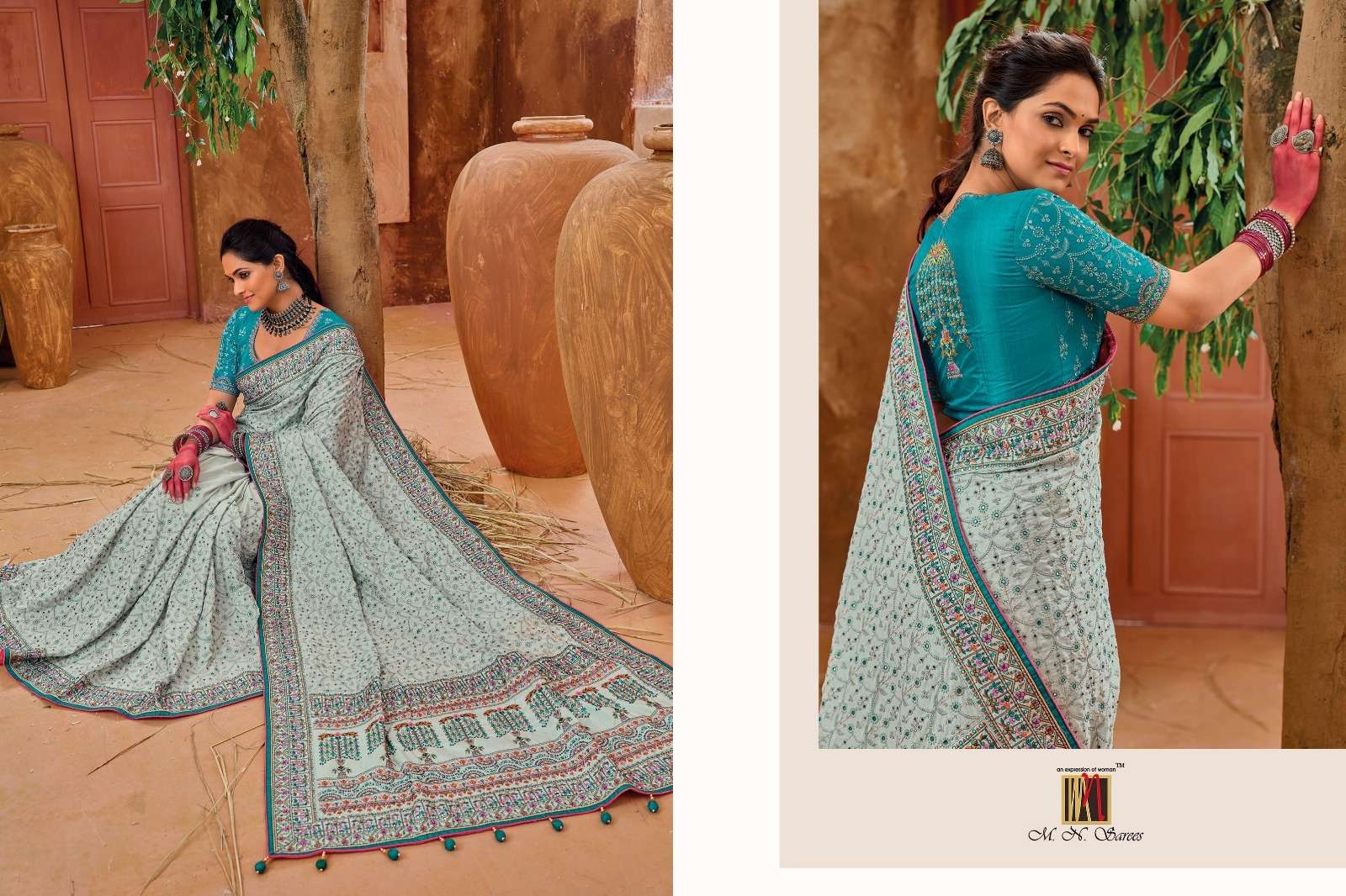 MN Sarees Kachi Work vol 4 Banarasi silk with Diamond & Mirror work ...