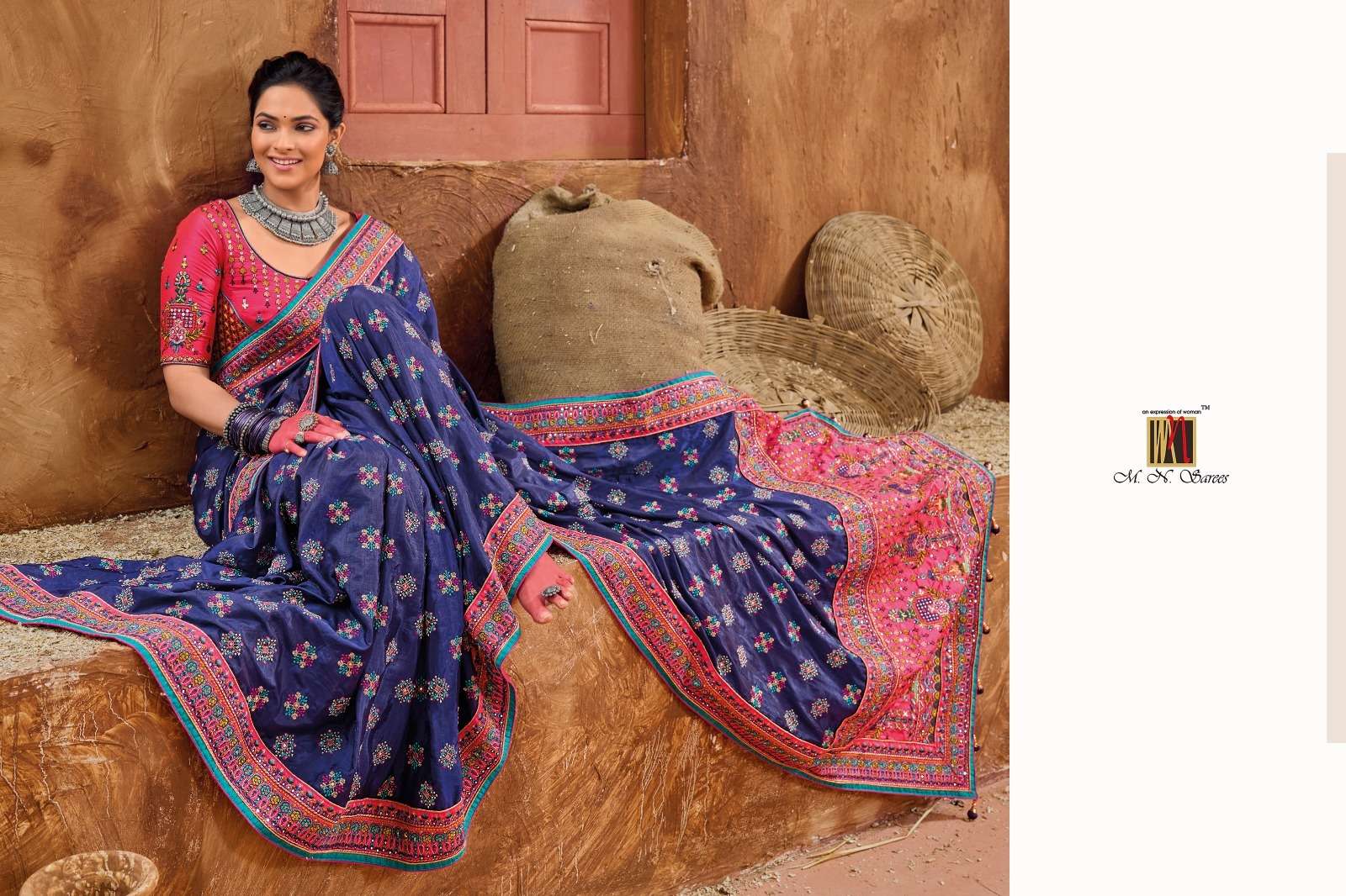 MN Sarees Kachi Work vol 4 Banarasi silk with Diamond & Mirror work ...