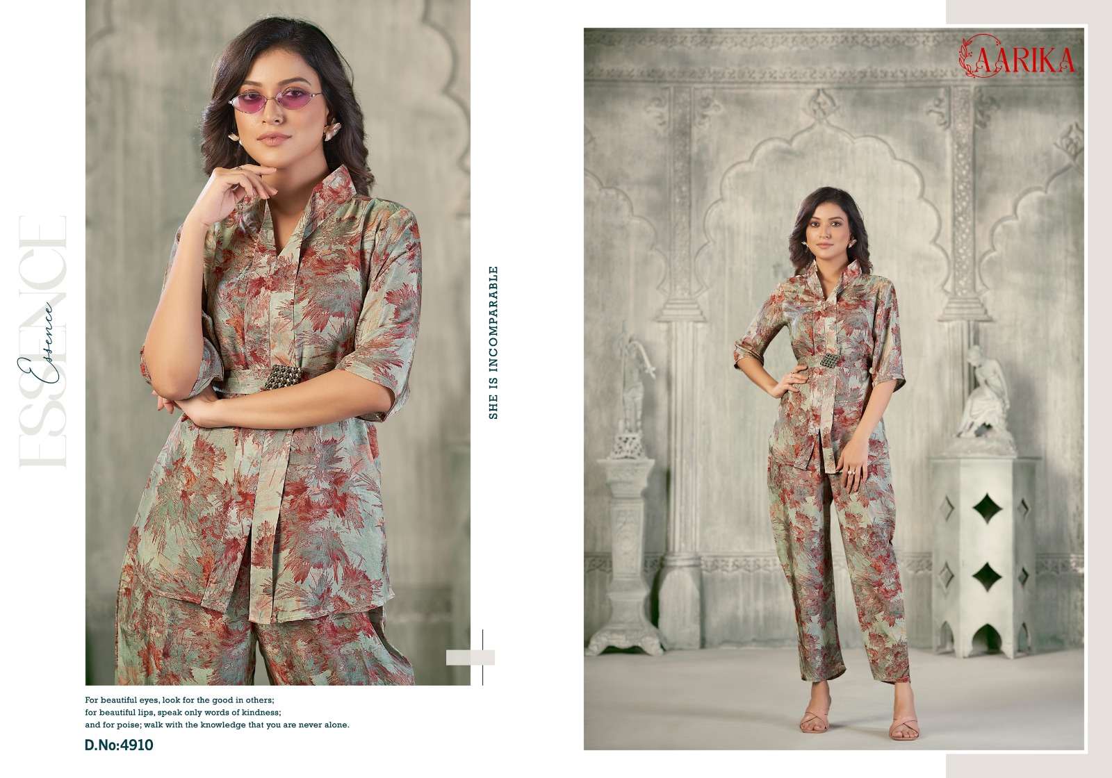 Muslin silk with digital printed Cordset style kurti & bottom ...