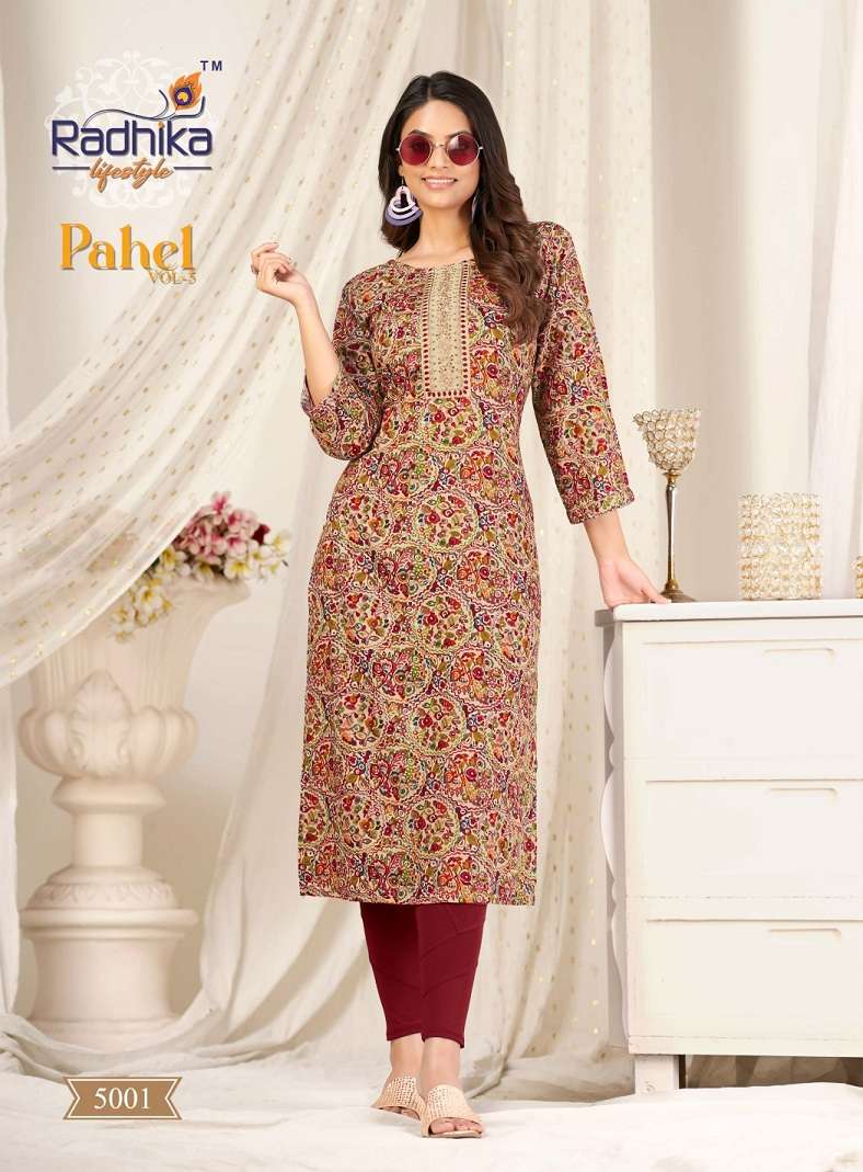 Radhika Lifestyle Pahel vol 5 Cotton with printed Regular wear kurti ...