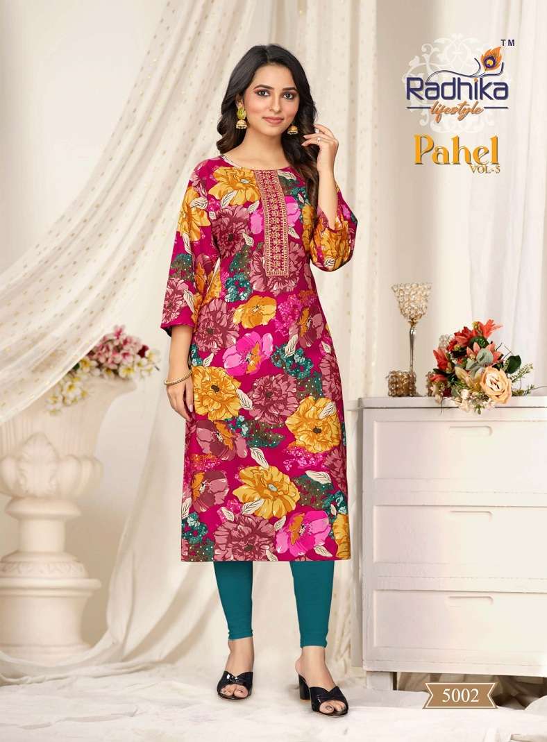 Radhika Lifestyle Pahel vol 5 Cotton with printed Regular wear kurti ...
