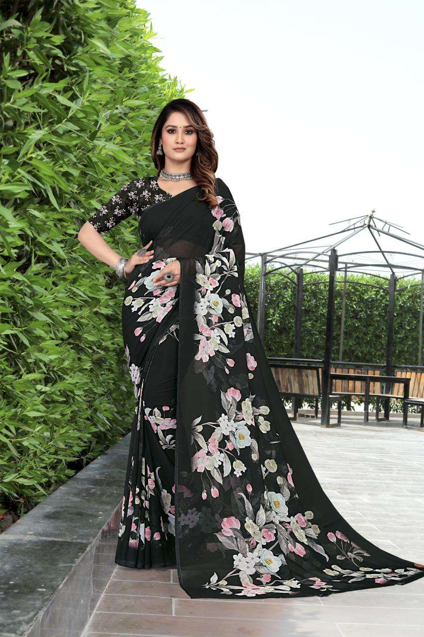 Resham georgette with Flower Printed Regular wear saree collection at ...