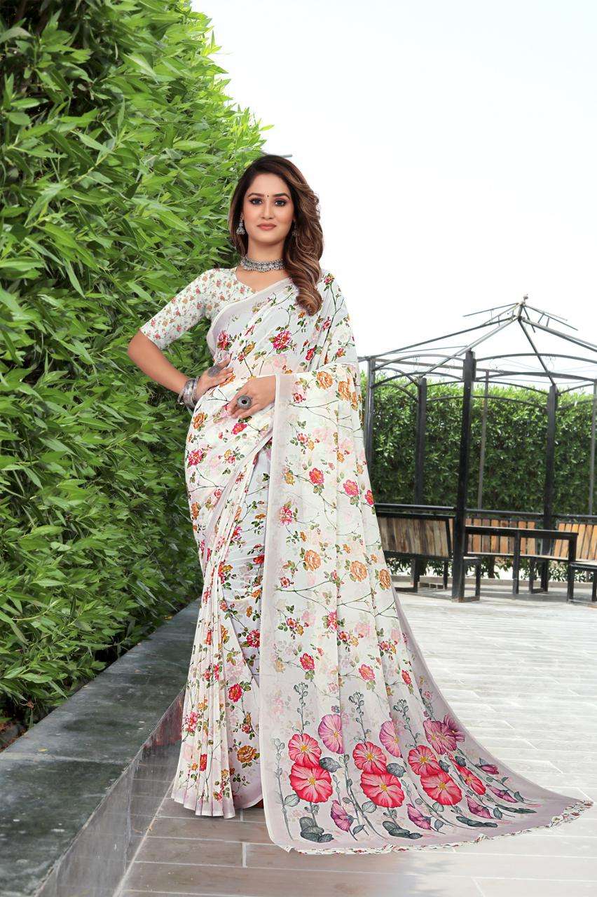 Resham georgette with Flower Printed Regular wear saree collection at ...