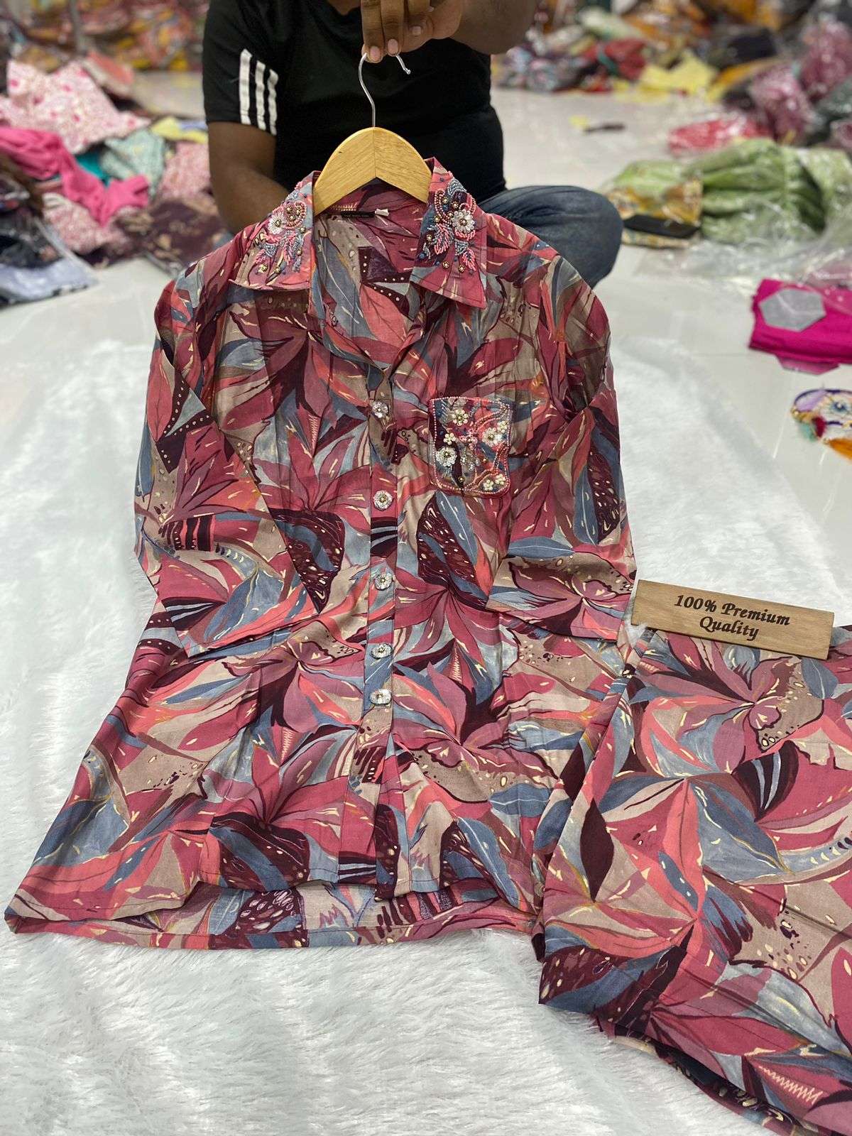 Western style Modal silk with Handwork Pocket Readymade top & bottom ...