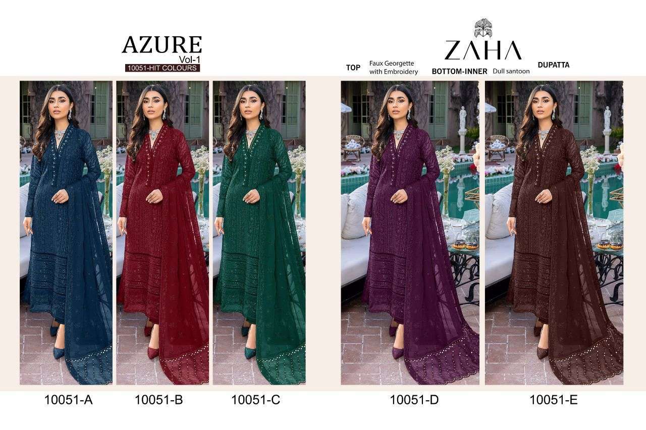 zaha azure 10051 Georgette with fancy designer Pakistani suits ...