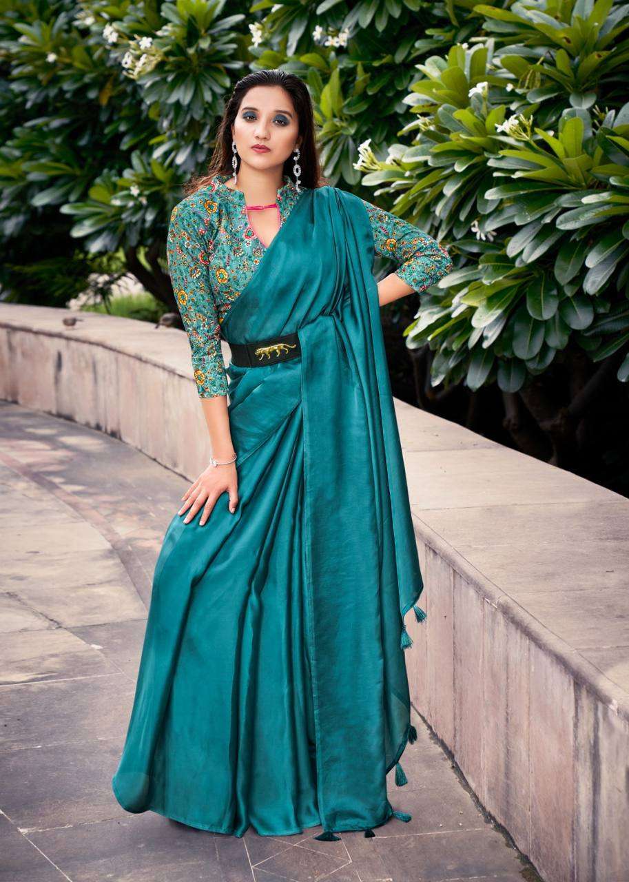 Devsena Satin Silk with Plan Fancy Saree collection at best rate