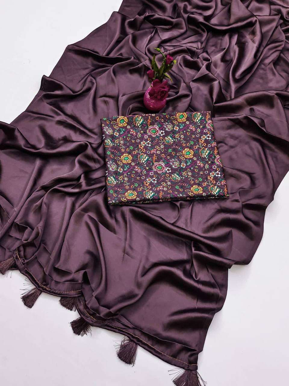 Devsena Satin Silk with Plan Fancy Saree collection at best rate