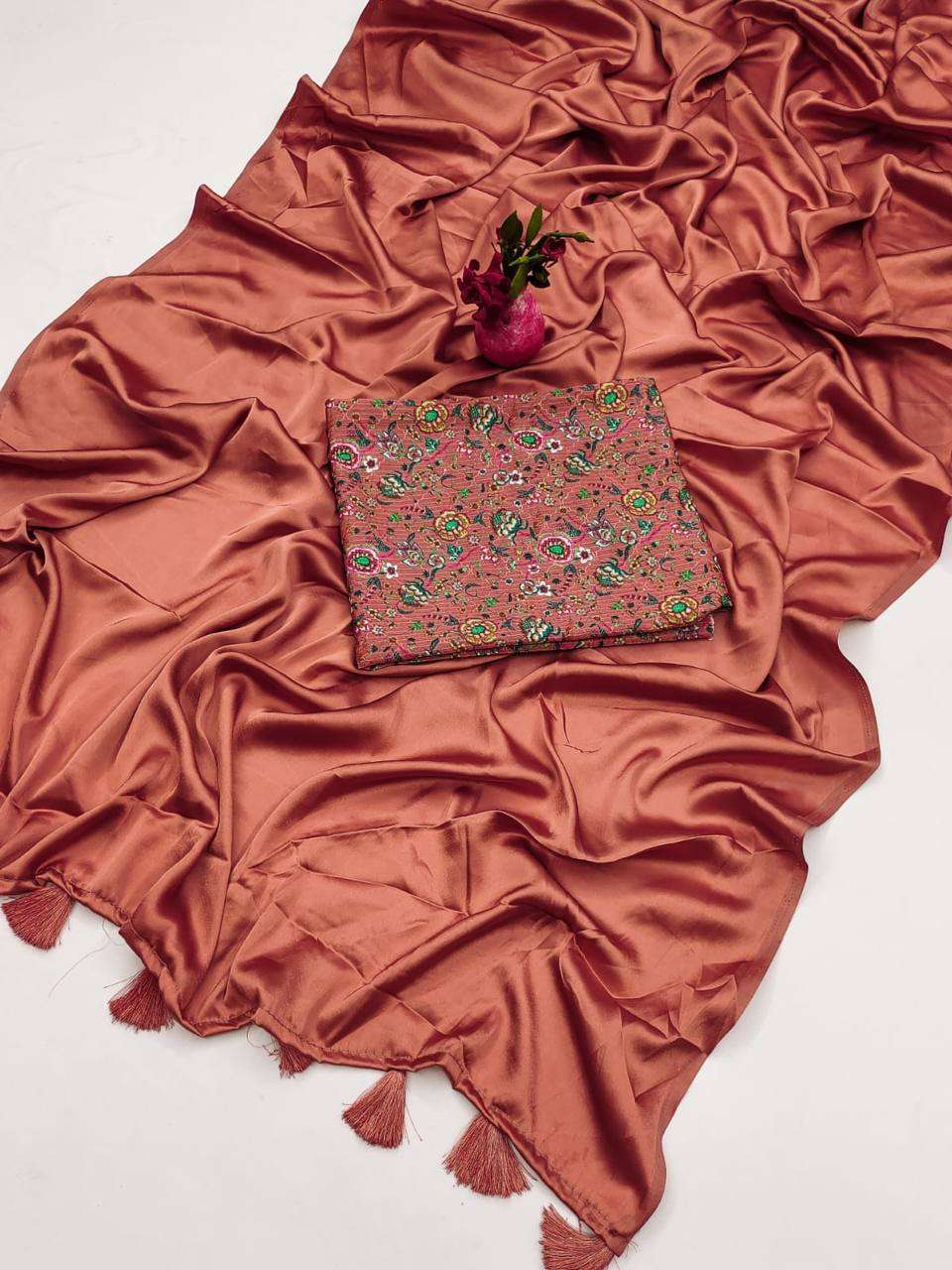 Devsena Satin Silk with Plan Fancy Saree collection at best rate