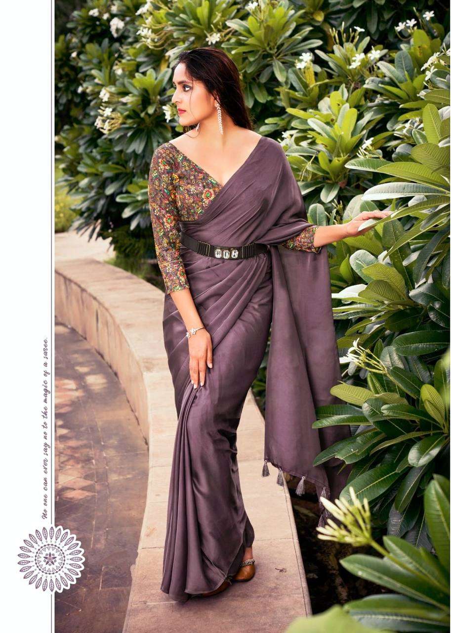 Devsena Satin Silk with Plan Fancy Saree collection at best rate