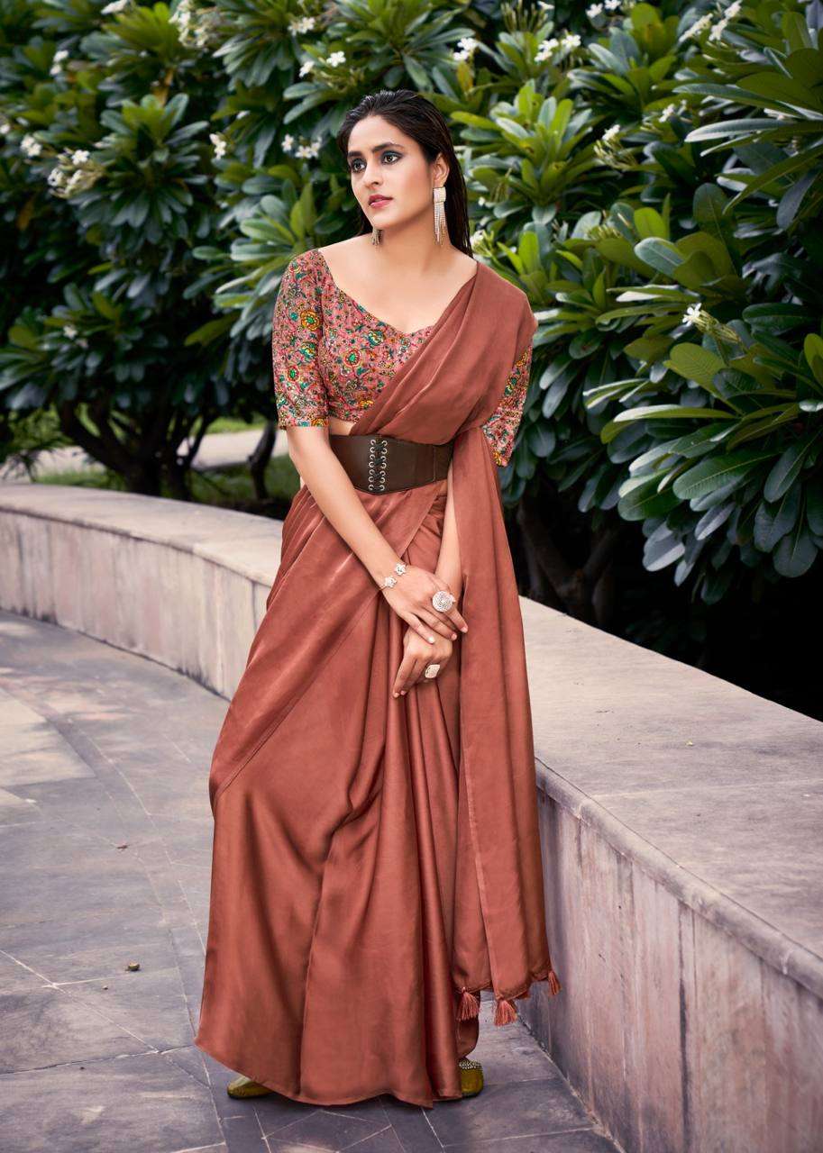 Devsena Satin Silk with Plan Fancy Saree collection at best rate