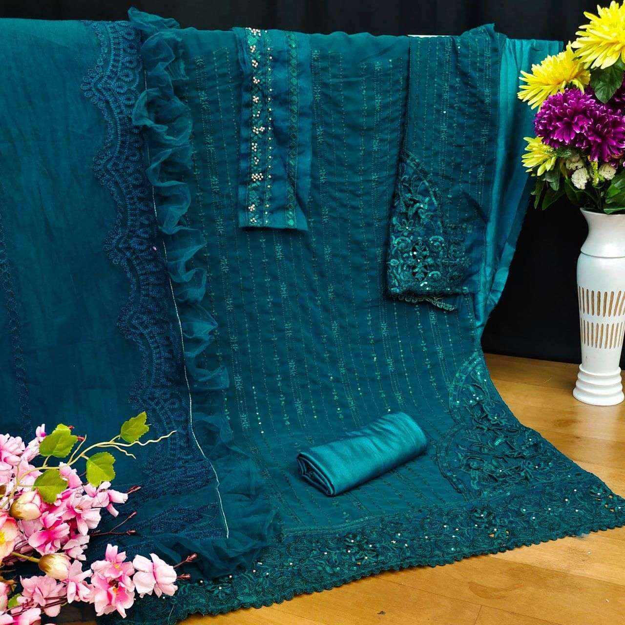 Festival Special Georgette with Sequence Embroidery Stone Work ...