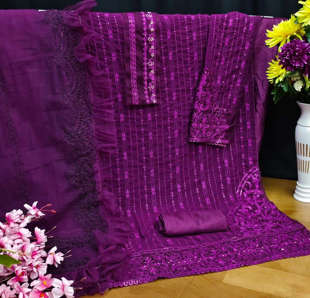 Festival Special Georgette with Sequence Embroidery Stone Work ...