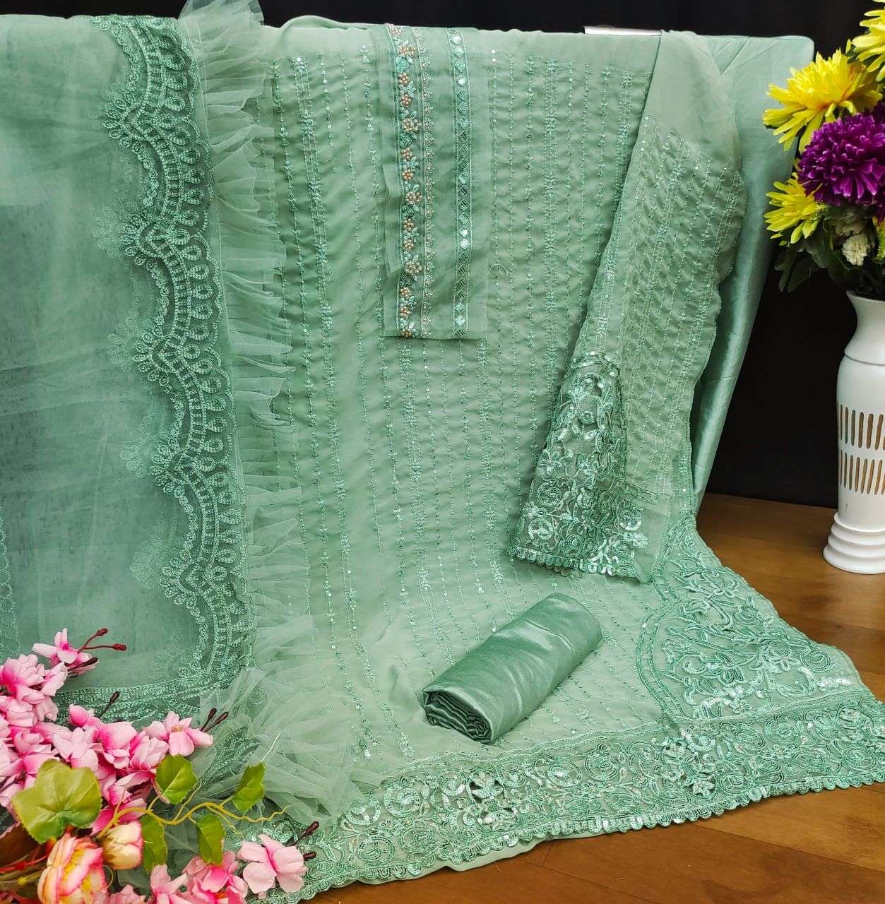 Festival Special Georgette with Sequence Embroidery Stone Work ...