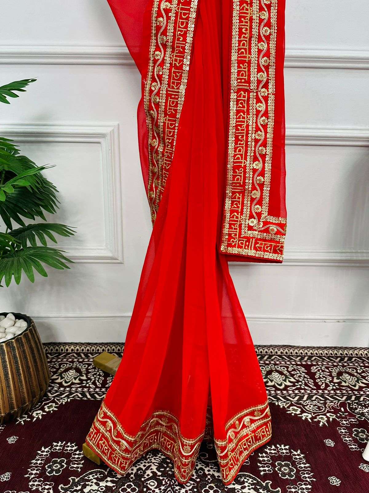 Karva Chauth Special Georgette with Sobhagyavati Embroidery work ...