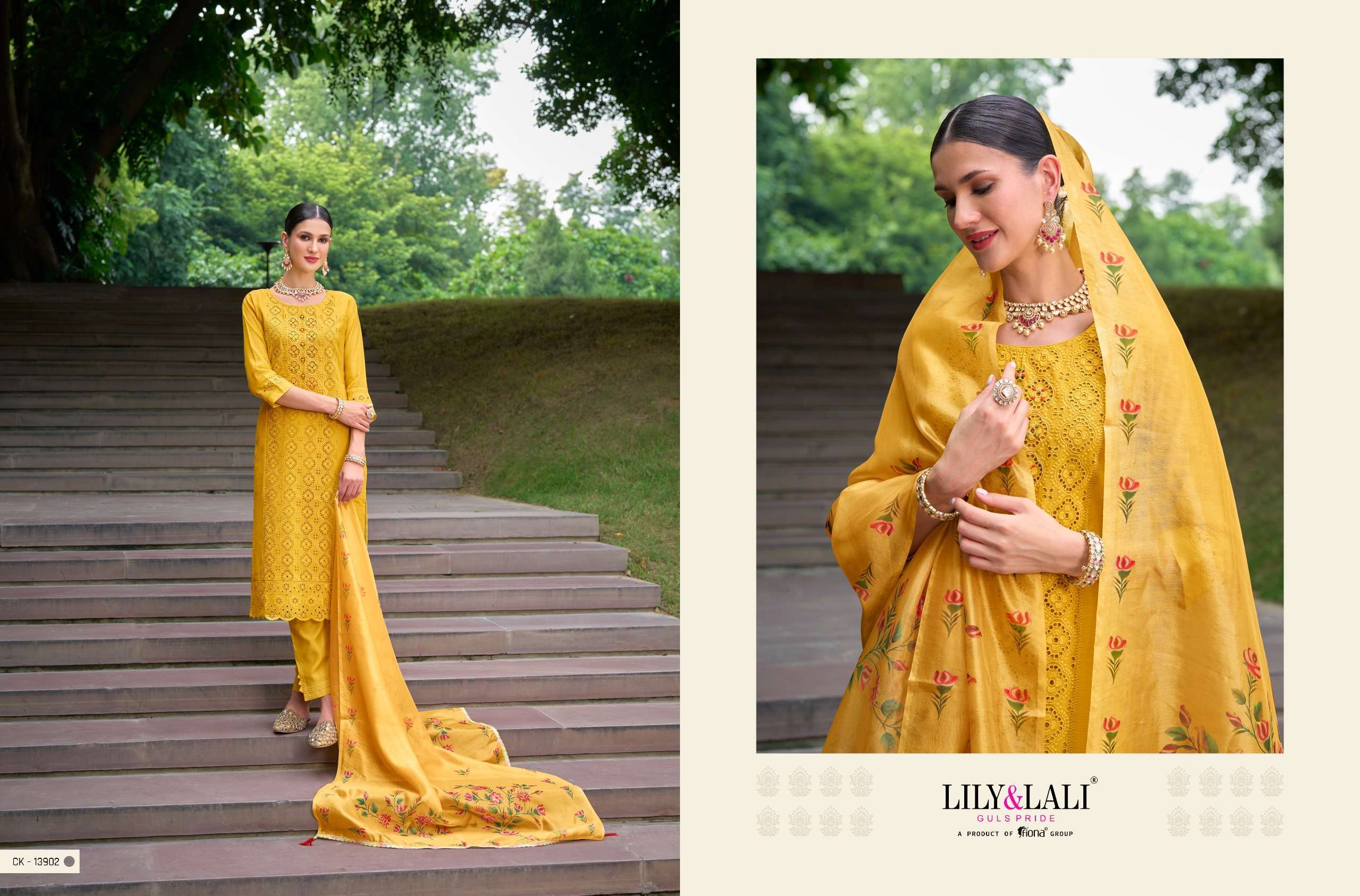 Lily lali Chikan Kari Vol 2 Chanderi Modal with fancy Work Readymade ...