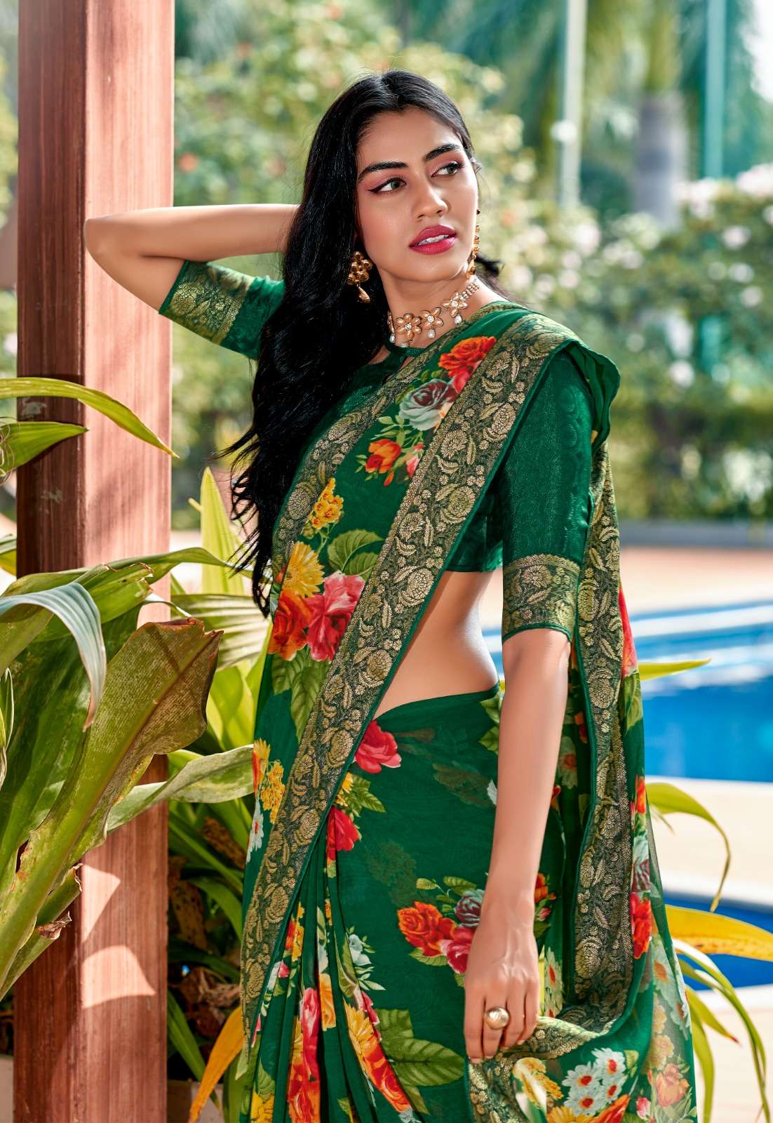 Stavan FULDANI Weightless Georgette with Flower Printed Fancy saree ...