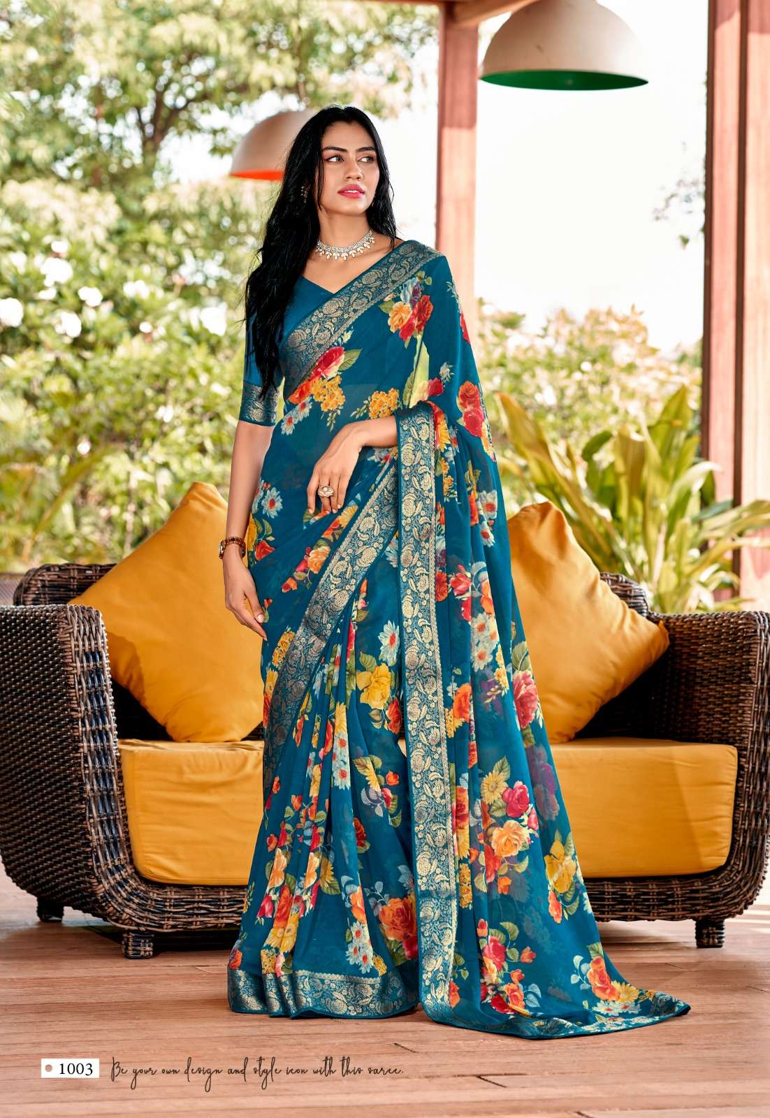 Stavan FULDANI Weightless Georgette with Flower Printed Fancy saree ...