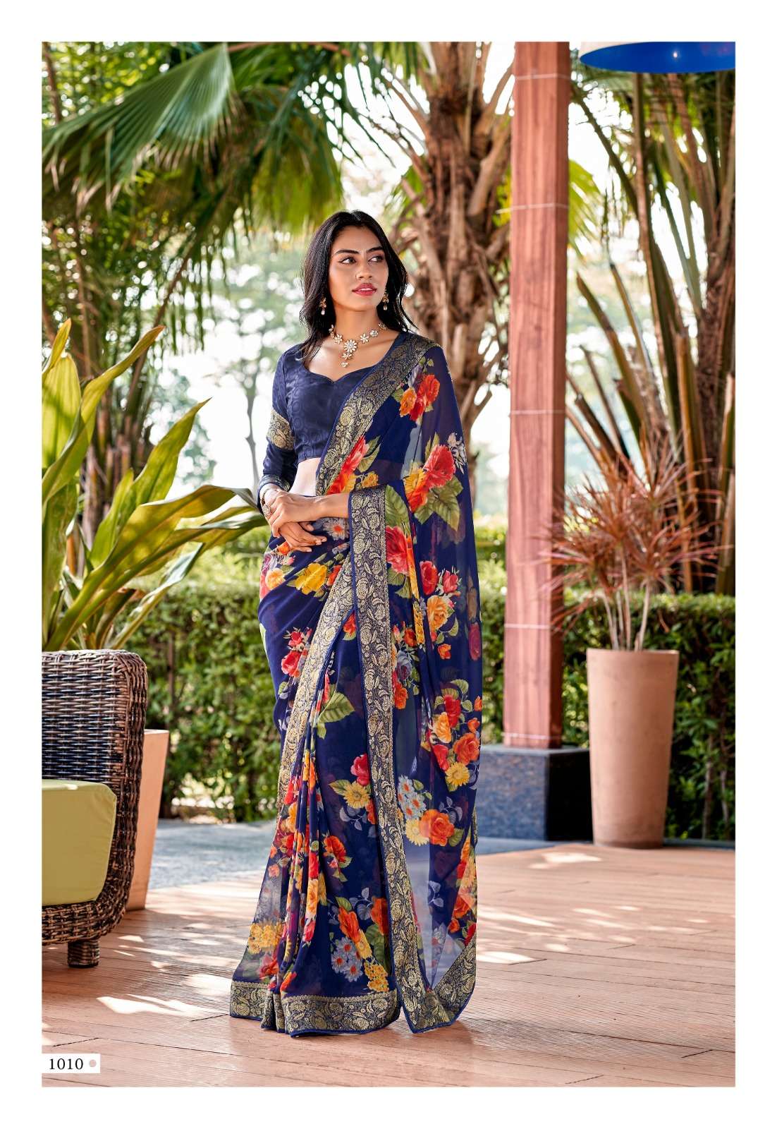 Stavan FULDANI Weightless Georgette with Flower Printed Fancy saree ...