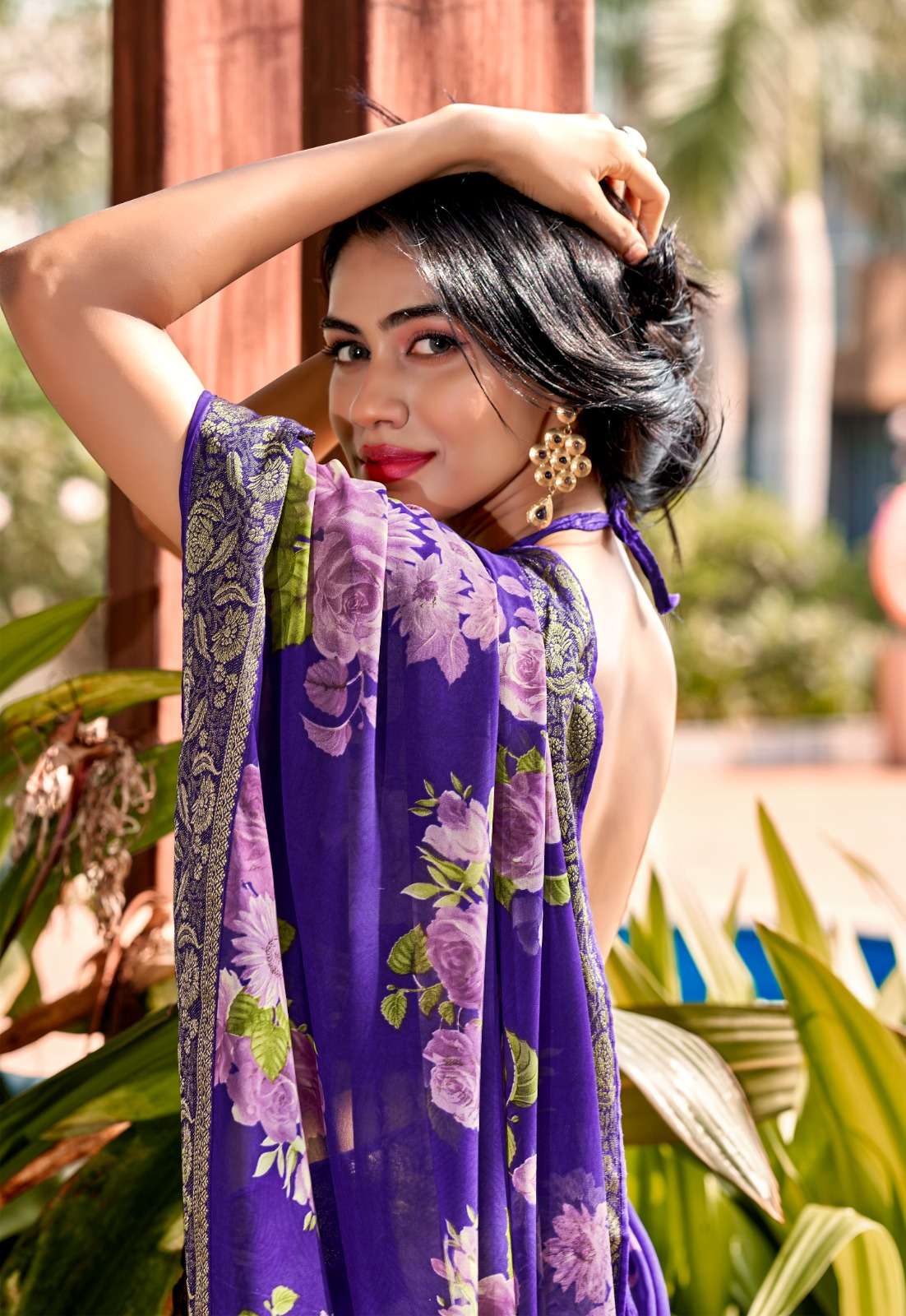 Stavan FULDANI Weightless Georgette with Flower Printed Fancy saree ...