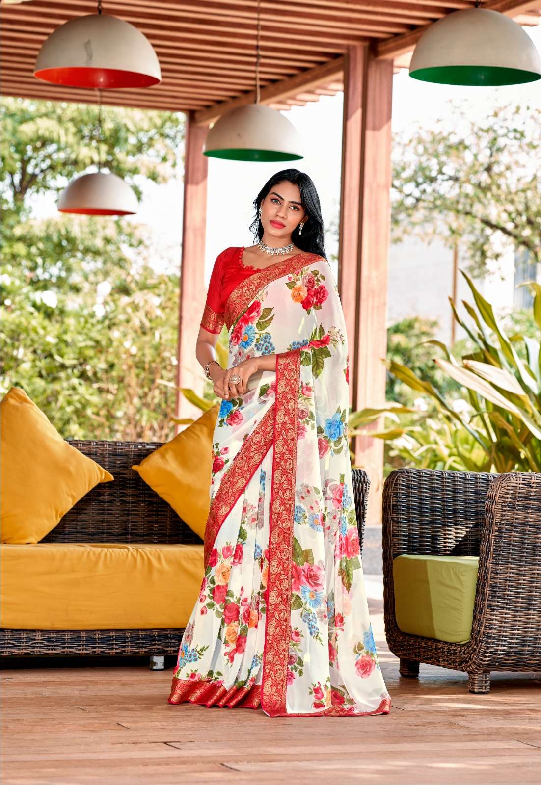 Stavan FULDANI Weightless Georgette with Flower Printed Fancy saree ...