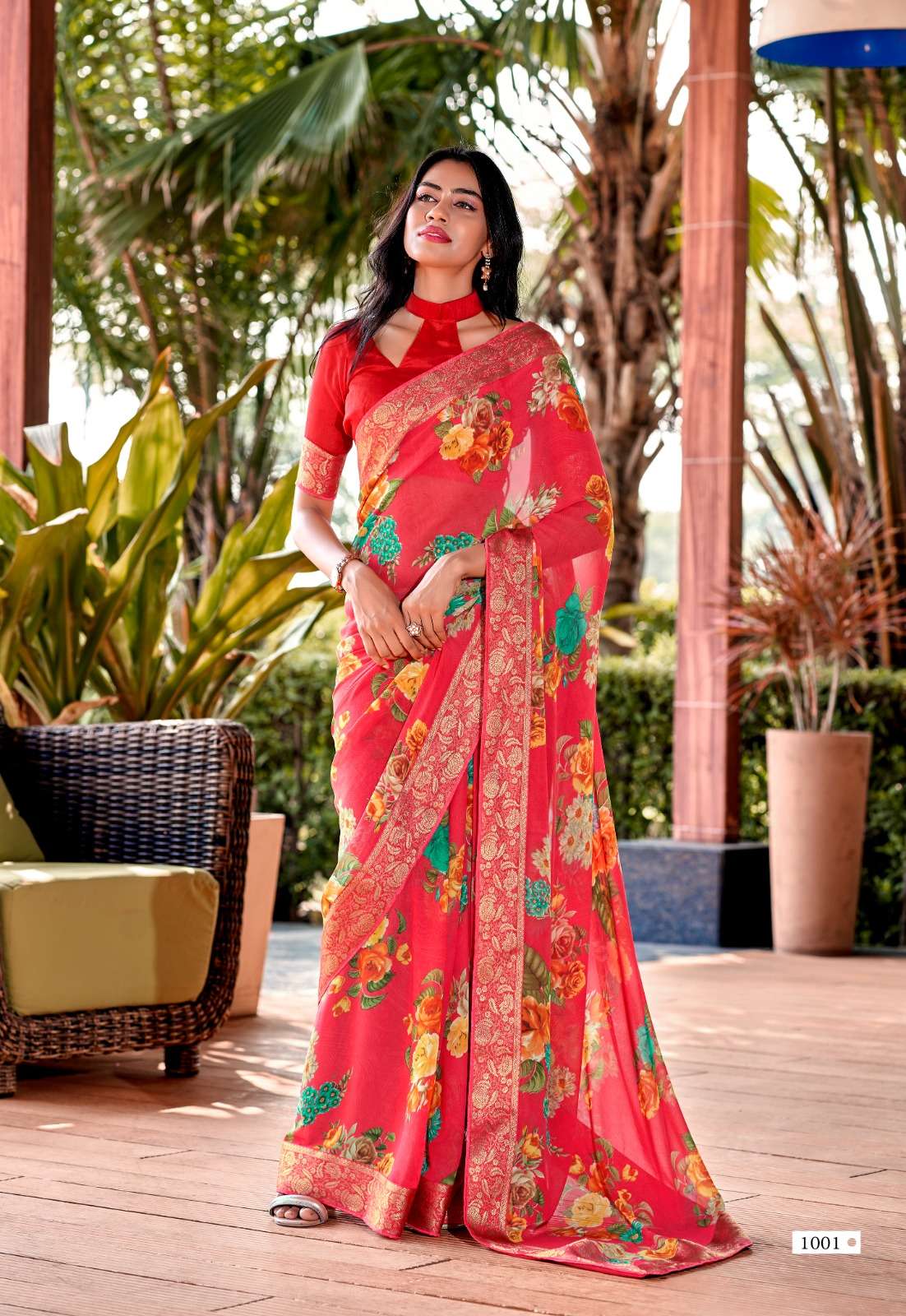 Stavan FULDANI Weightless Georgette with Flower Printed Fancy saree ...