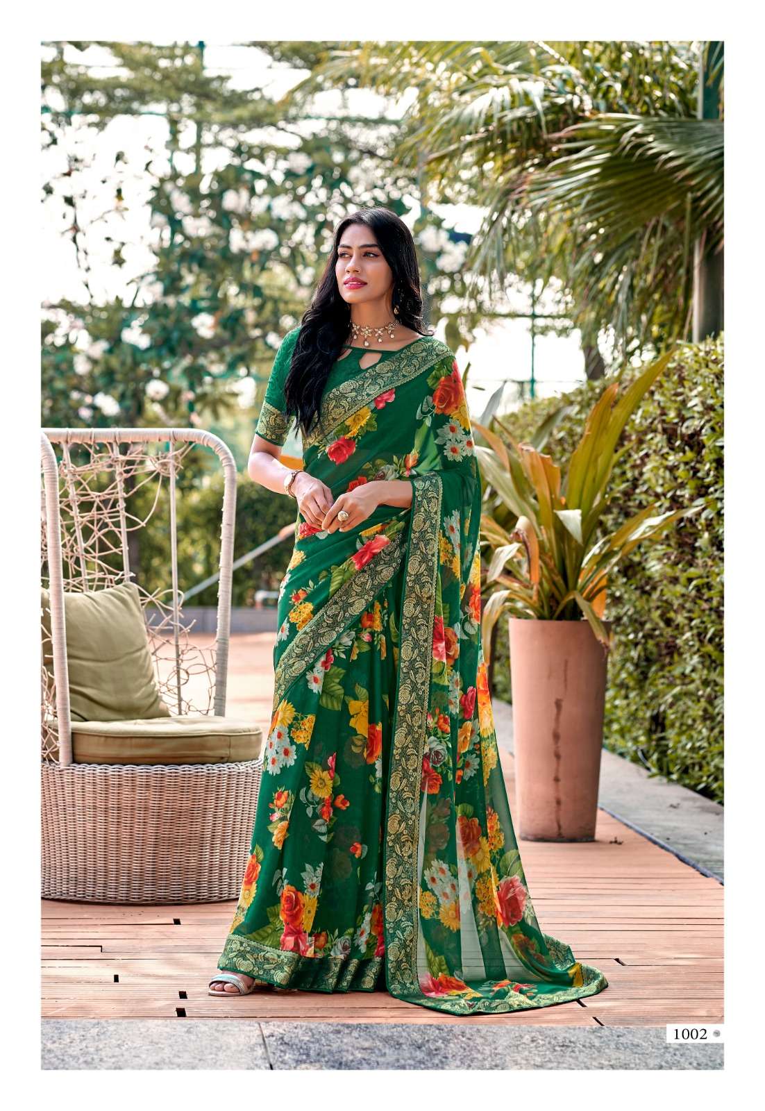 Stavan FULDANI Weightless Georgette with Flower Printed Fancy saree ...