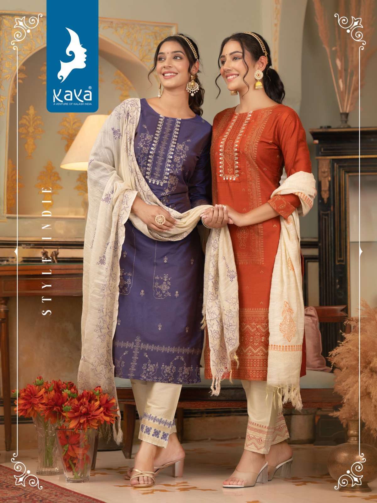 kaya present freya Silk with fancy Block Print Readymade suits ...