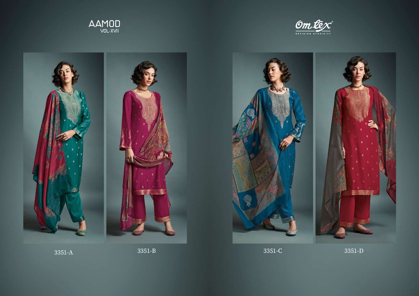 Om Tex Aamond Vol -XVll Muslin Silk with fancy Salwar Kameez collection ...