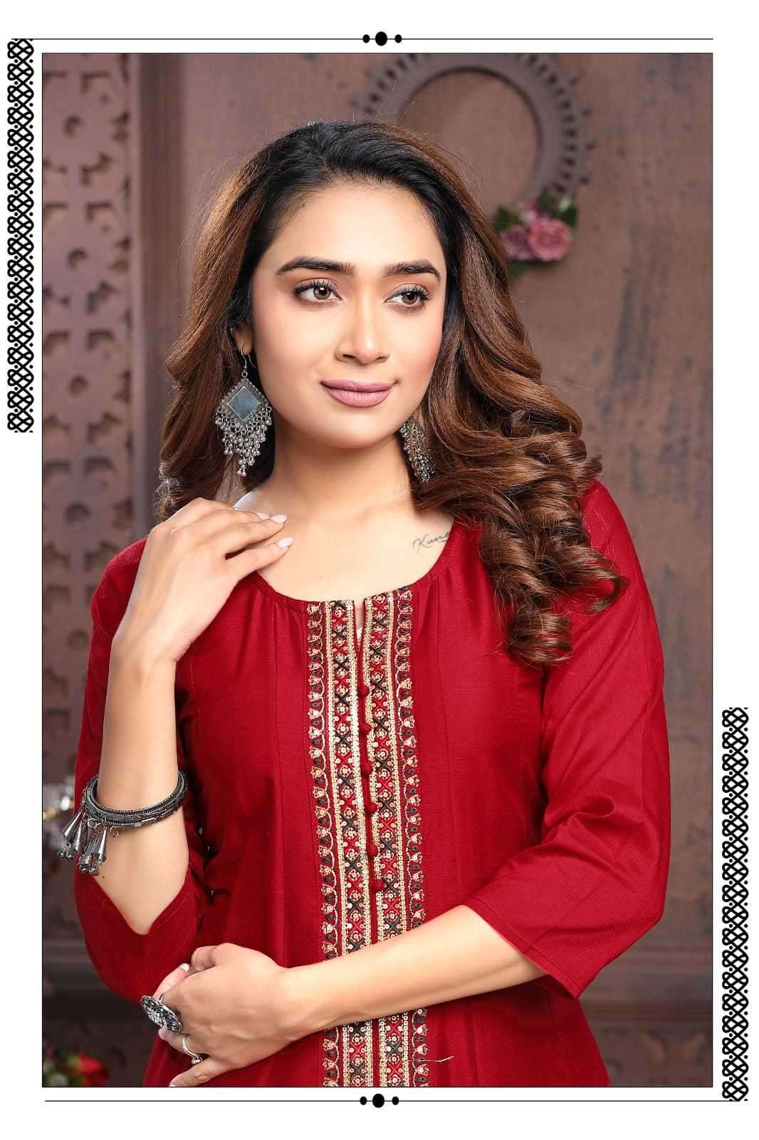 hirwa kali Silk with fancy Anarakali Style Readymade suits Collection ...