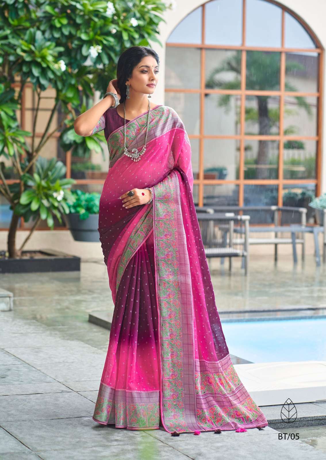 Bandez tradition linen with fancy saree collection at best rate