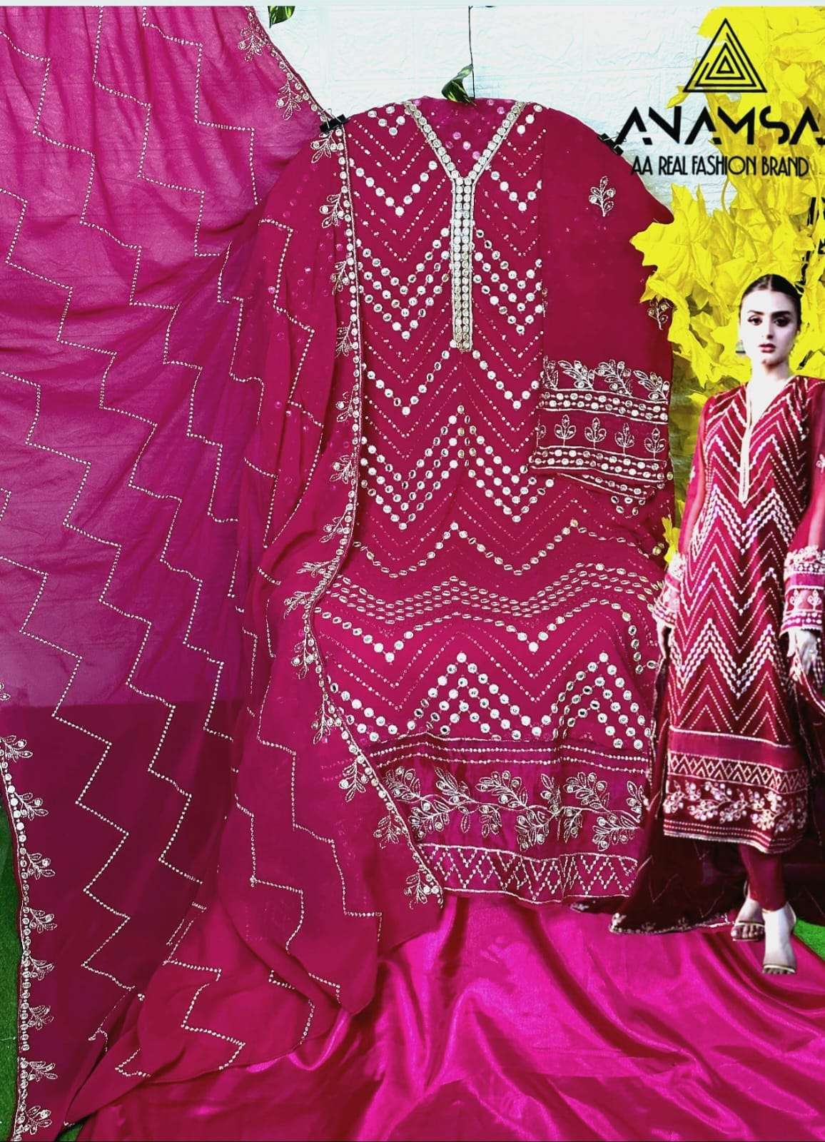 ANAMSA 7773 Design 266 Georgette with Embroidery work Pakistani salwar ...