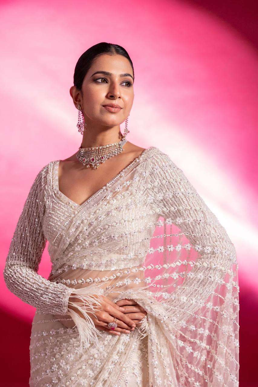 Butterfly Net with Sequence Embroidery work Bollywood style saree ...