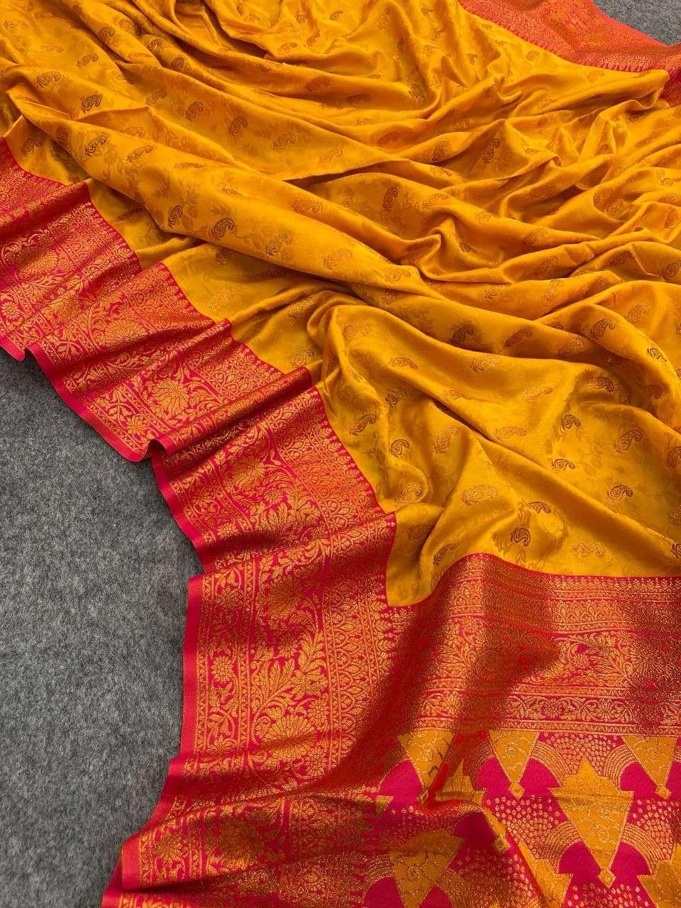 Haldi Function Special Yellow Color Banarasi silk saree collection at ...