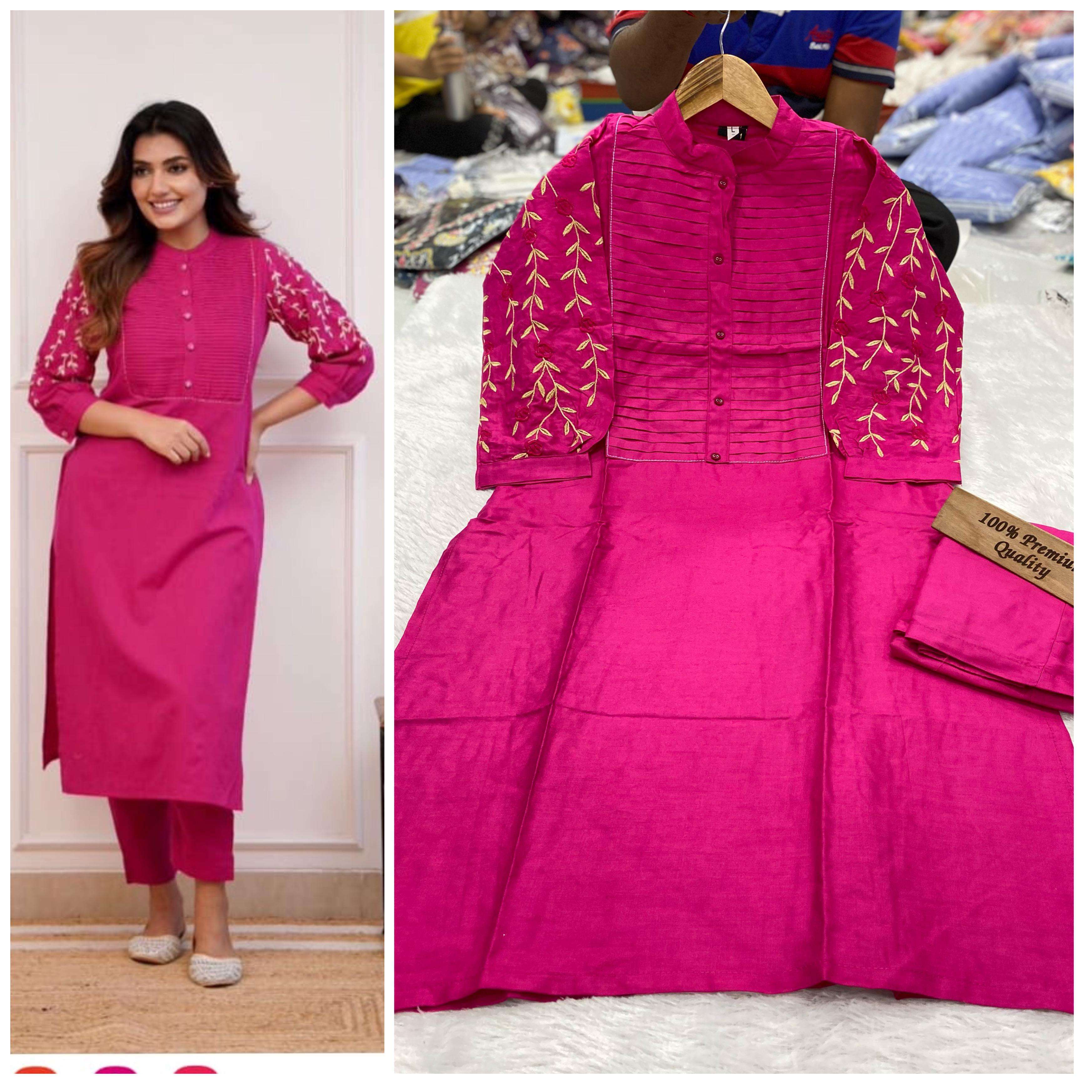 Kachuko Rayon Cotton with fancy Neck work Readymade Kurti & Bottom ...