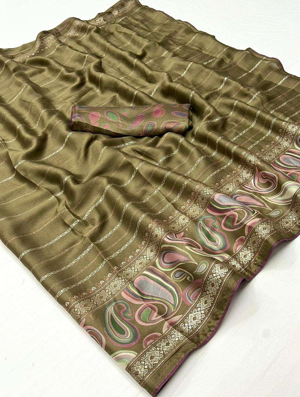 Lt fabrics Kashvi Creation ABHILASHA Dull moss With fancy saree ...