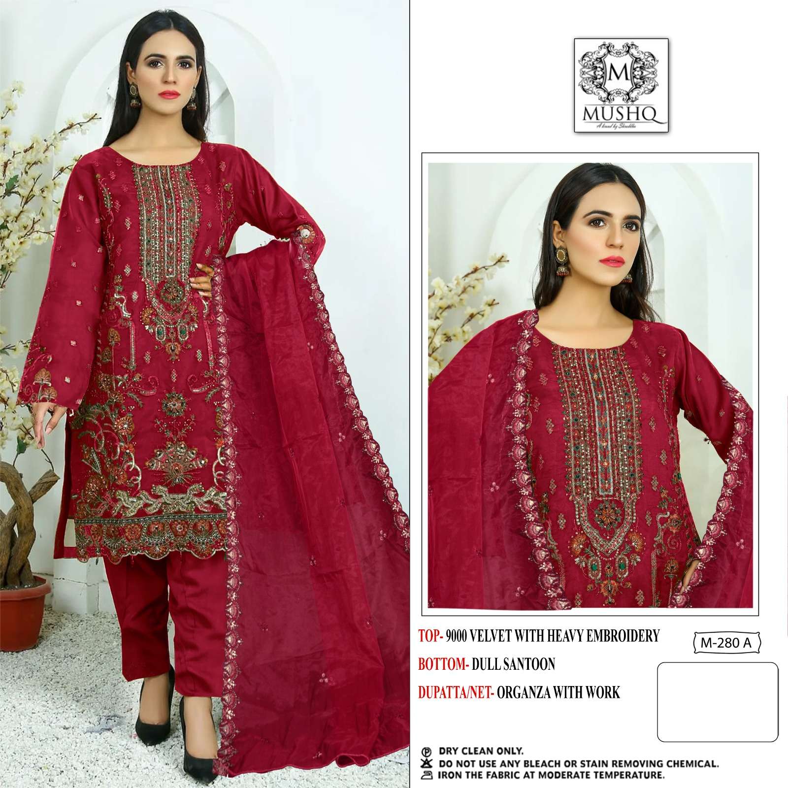 Shraddha Designer Mushq 280 Velvet with EMbroidey work Pakistani salwar ...