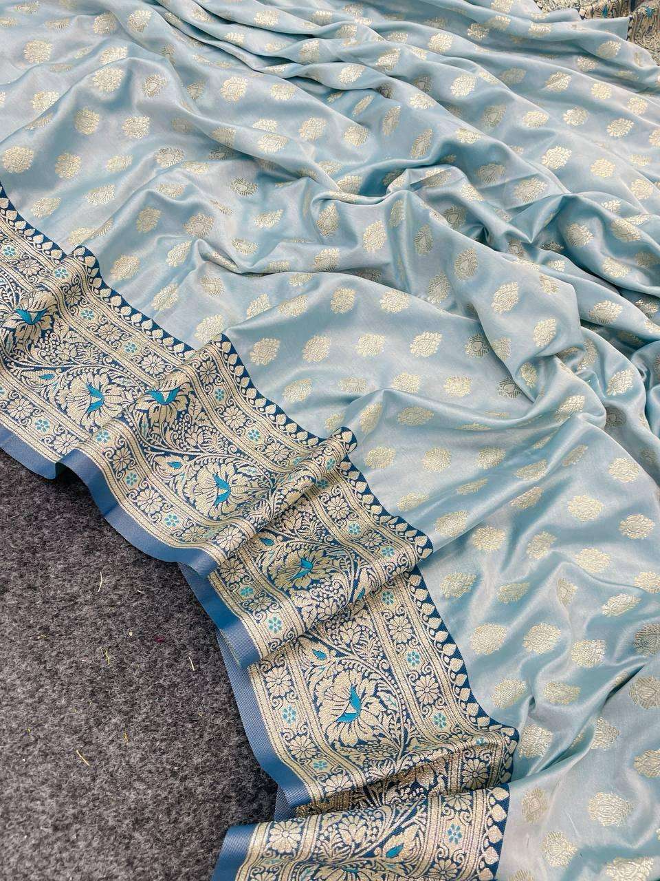 Wedding Look Firozi Banarasi silk with Weaving Design saree collection ...