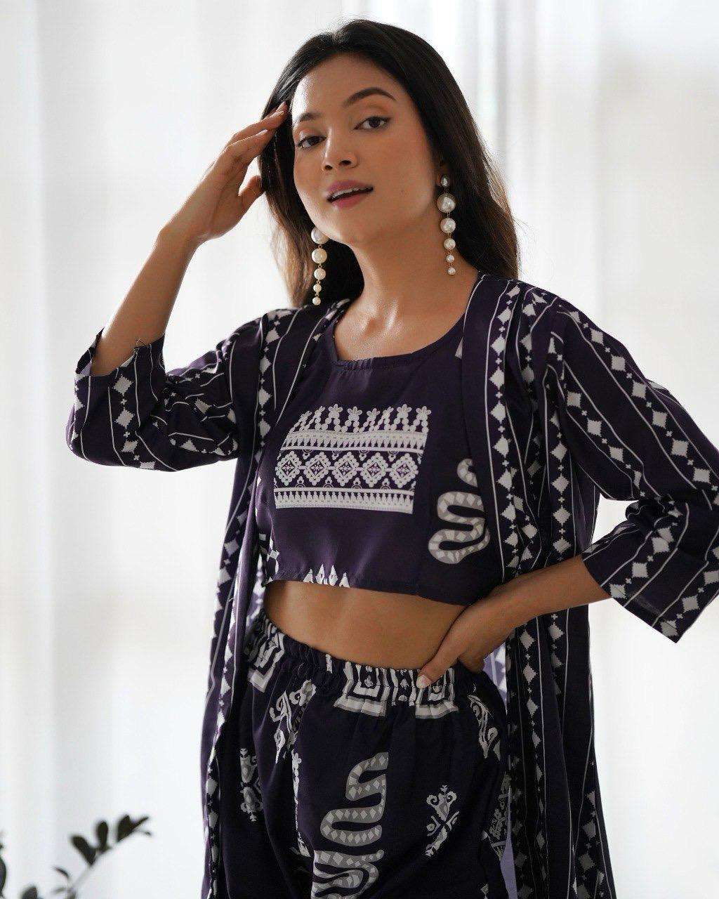 Western Out fits Satin silk with Printed Blue shades kurti collection ...