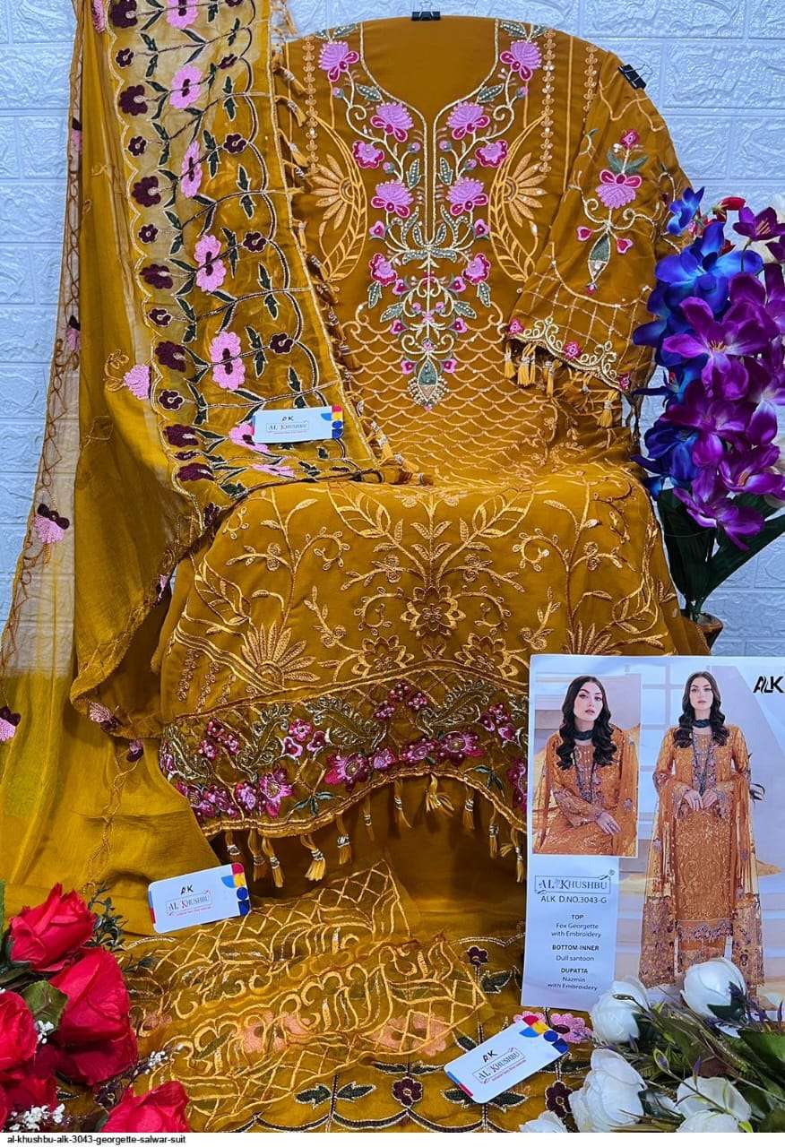 AL KHUSHBU 3043 COLORS LATEST PAKISTANI STYLE SALWAR KAMEEZ ON GEORGETTE