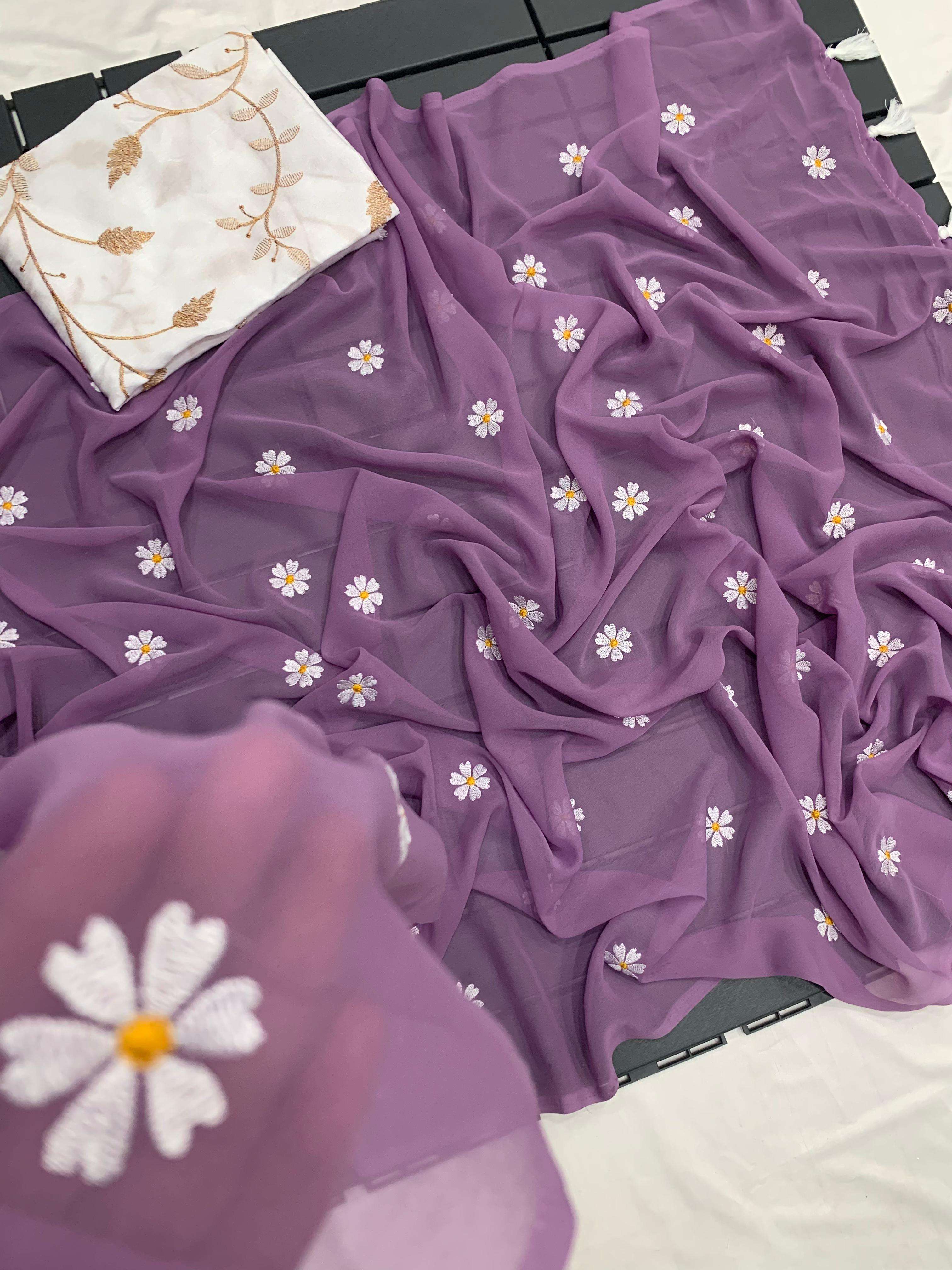 Fancy fabric with Embroidery pach work fancy saree colleciton at best rate