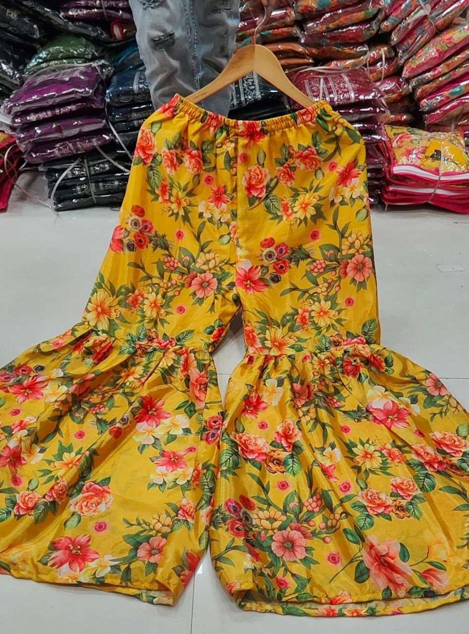 Haldi Function special Yellow colour Chinon Silk with Flower Printed ...