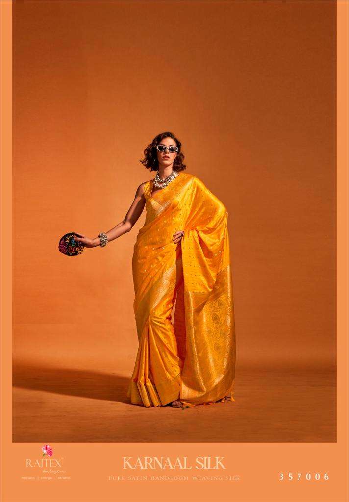 Rajtex Karnaal Satin Handloom Silk with Weaving Design saree collection ...