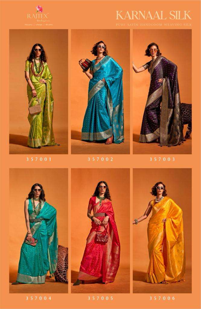 Rajtex Karnaal Satin Handloom Silk with Weaving Design saree collection ...
