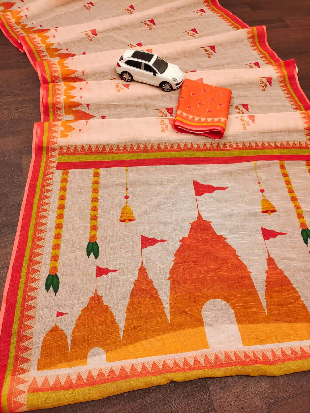 Ram Mandir Special Linen Silk with Tradition Ayodhya Printed saree ...