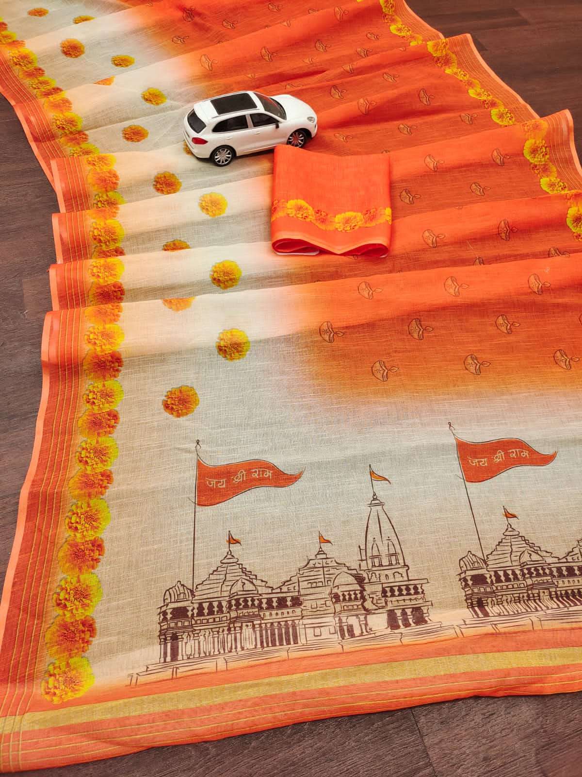Ram Mandir Special Linen Silk with Tradition Ayodhya Printed saree ...